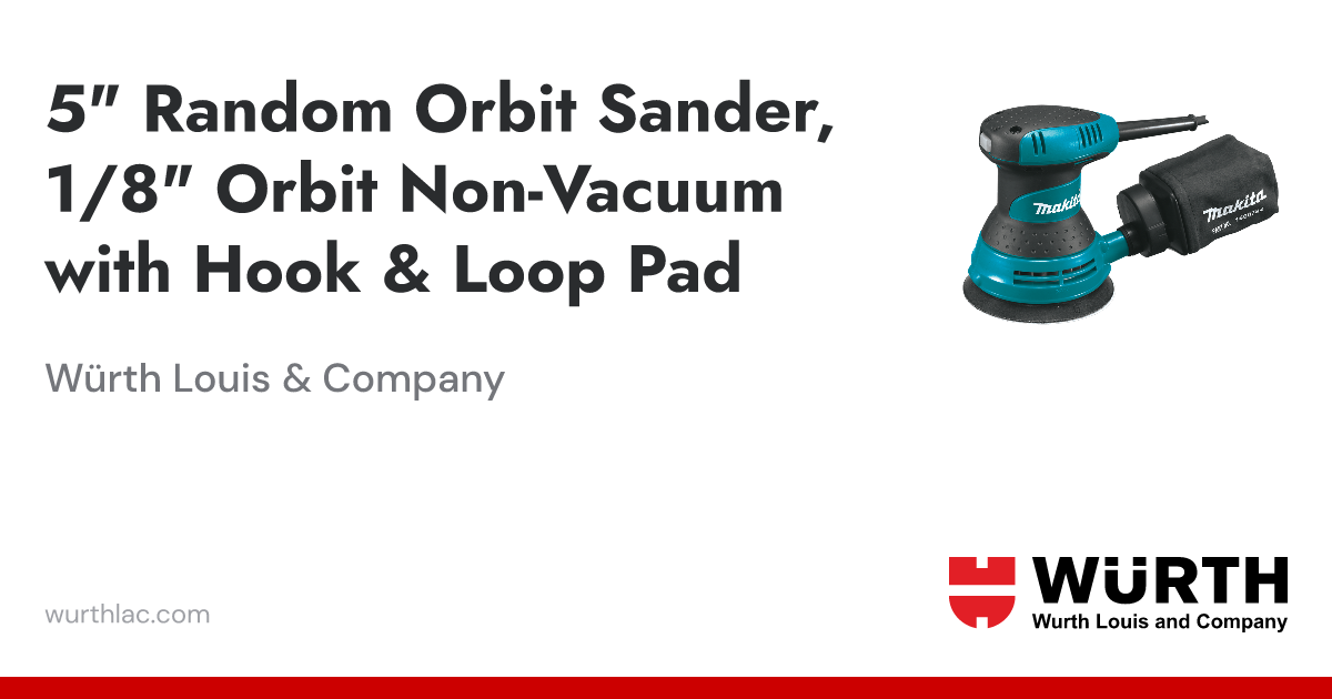 5" Random Orbit Sander, 1/8" Orbit Non-Vacuum with Hook & Loop Pad ...
