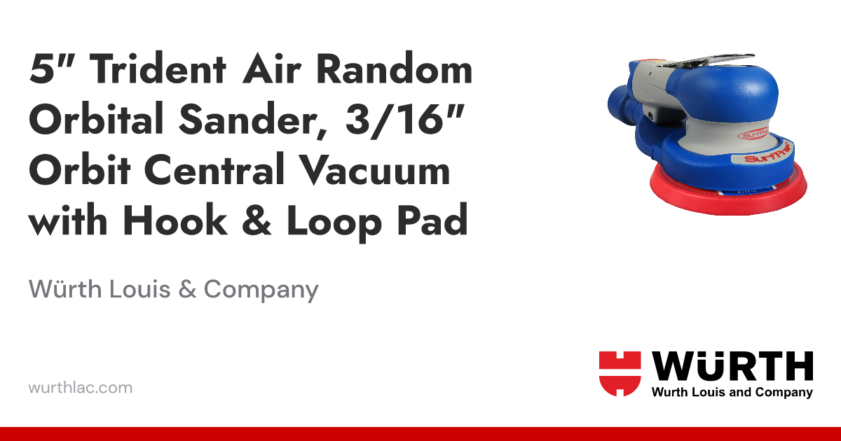 5" Trident Air Random Orbital Sander, 3/16" Orbit Central Vacuum with ...