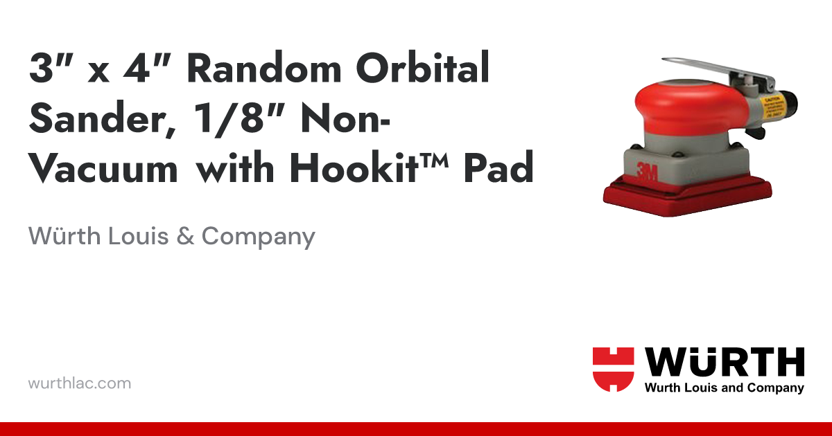 3" x 4" Random Orbital Sander, 1/8" Non-Vacuum with Hookit™ Pad | Würth ...