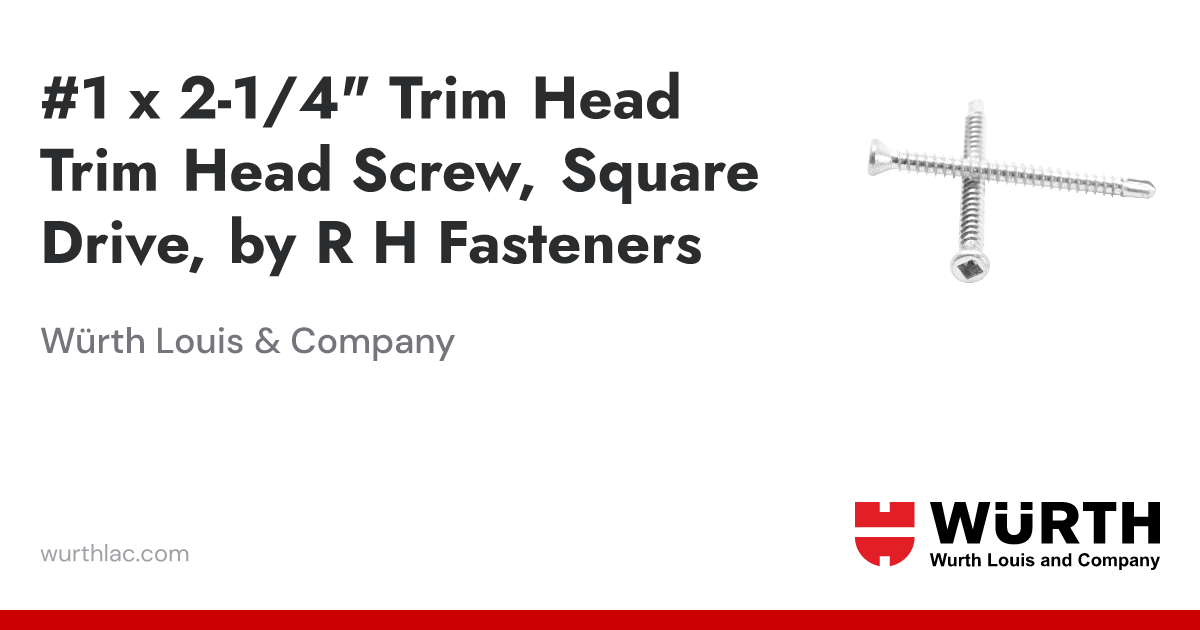 #1 x 2-1/4" Trim Head Trim Head Screw, Square Drive, by R H Fasteners ...