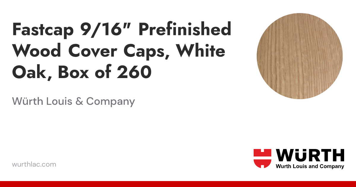 Fastcap 9/16" Prefinished Wood Cover Caps, White Oak, Box of 260 ...