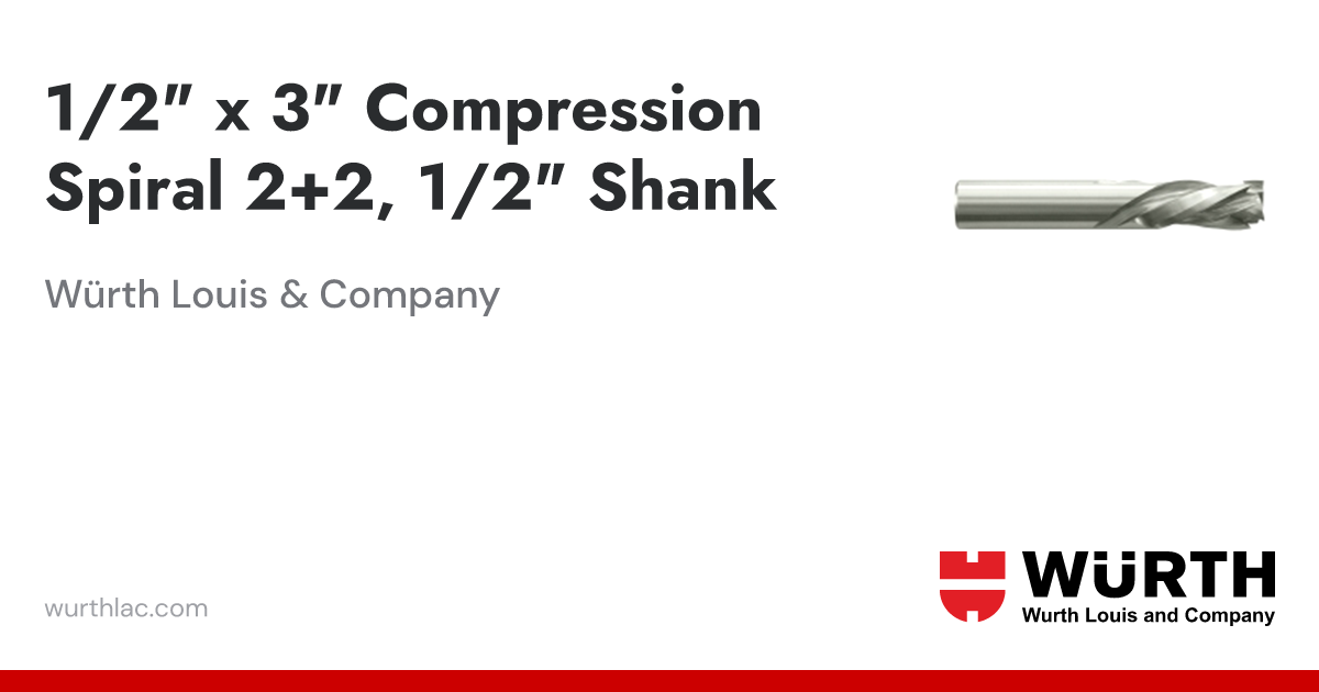 1/2" x 3" Compression Spiral 2+2, 1/2" Shank | Würth Louis & Company