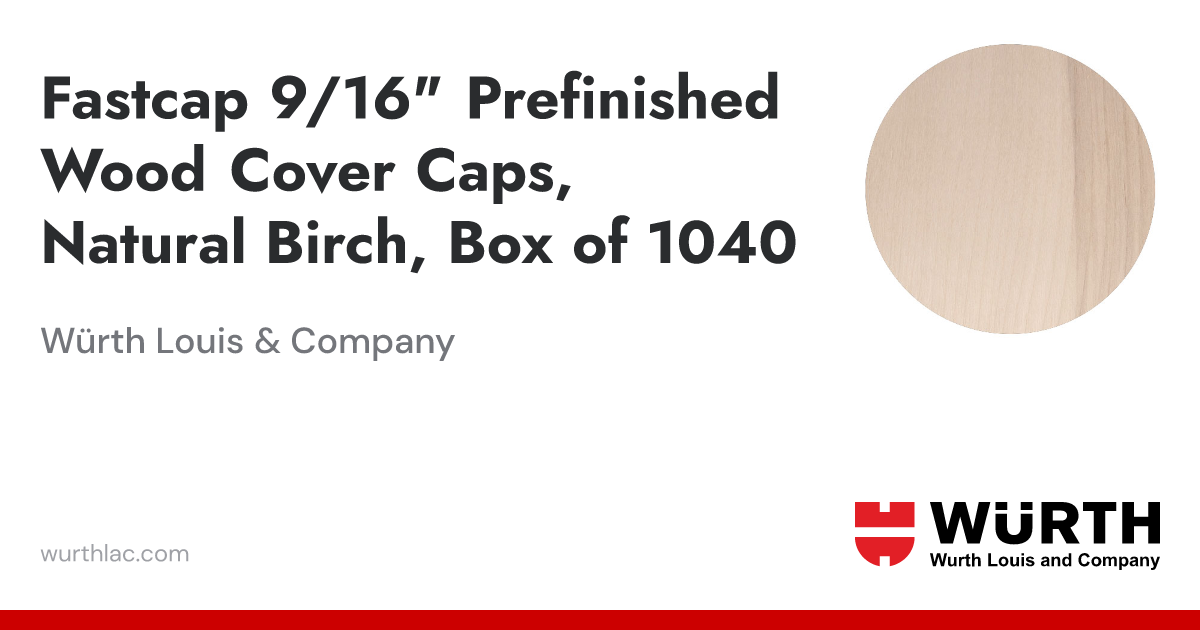 Fastcap 9/16" Prefinished Wood Cover Caps, Natural Birch, Box of 1040 ...