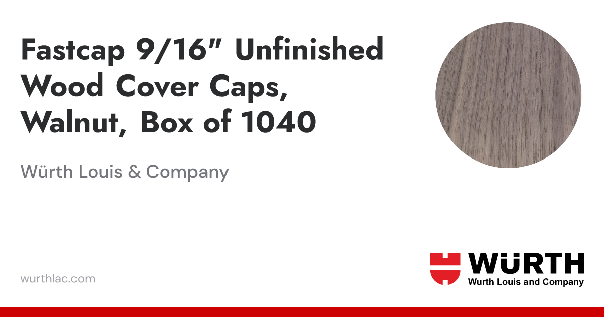 Fastcap 9/16" Unfinished Wood Cover Caps, Walnut, Box of 1040 | Würth ...