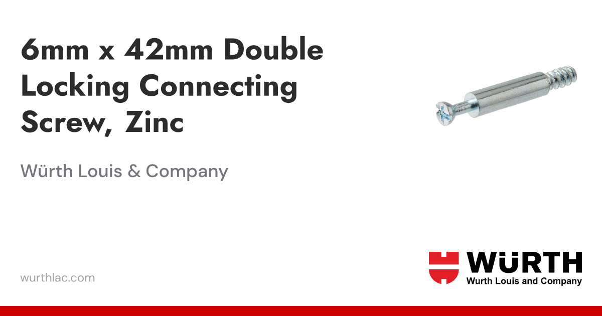 6mm x 42mm Double Locking Connecting Screw, Zinc | Würth Louis & Company