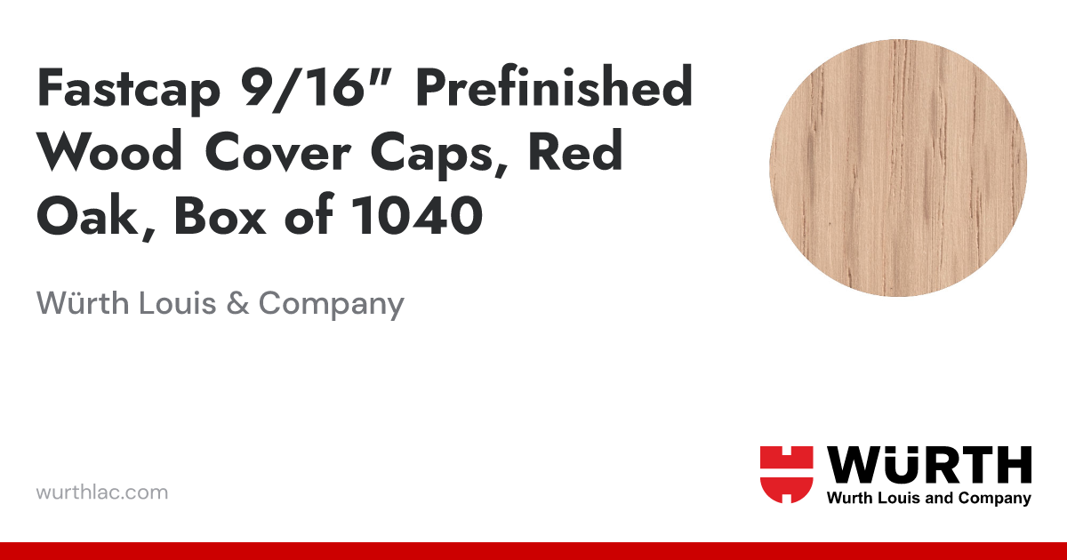 Fastcap 9/16" Prefinished Wood Cover Caps, Red Oak, Box of 1040 | Würth ...