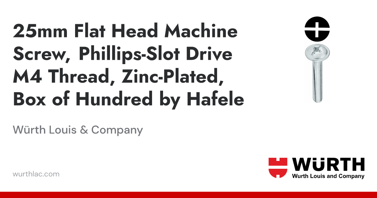 25mm Flat Head Machine Screw, Phillips-Slot Drive M4 Thread, Zinc ...