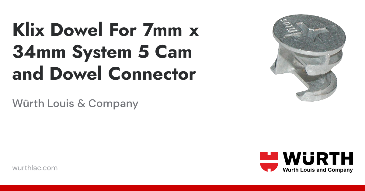 Klix Dowel For 7mm x 34mm System 5 Cam and Dowel Connector | Würth ...