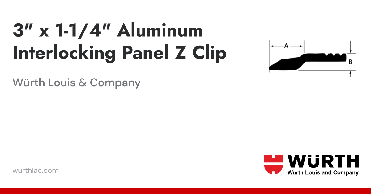 3" x 1-1/4" Aluminum Interlocking Panel Z Clip | Würth Louis & Company