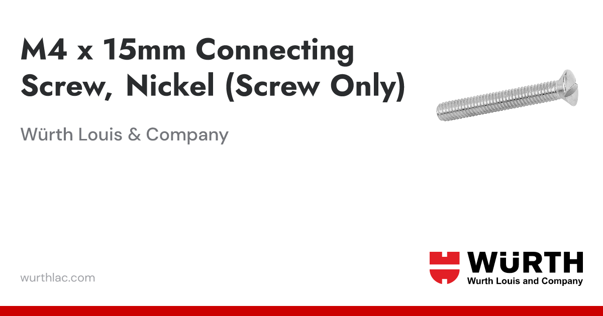 M4 x 15mm Connecting Screw, Nickel (Screw Only) | Würth Louis & Company