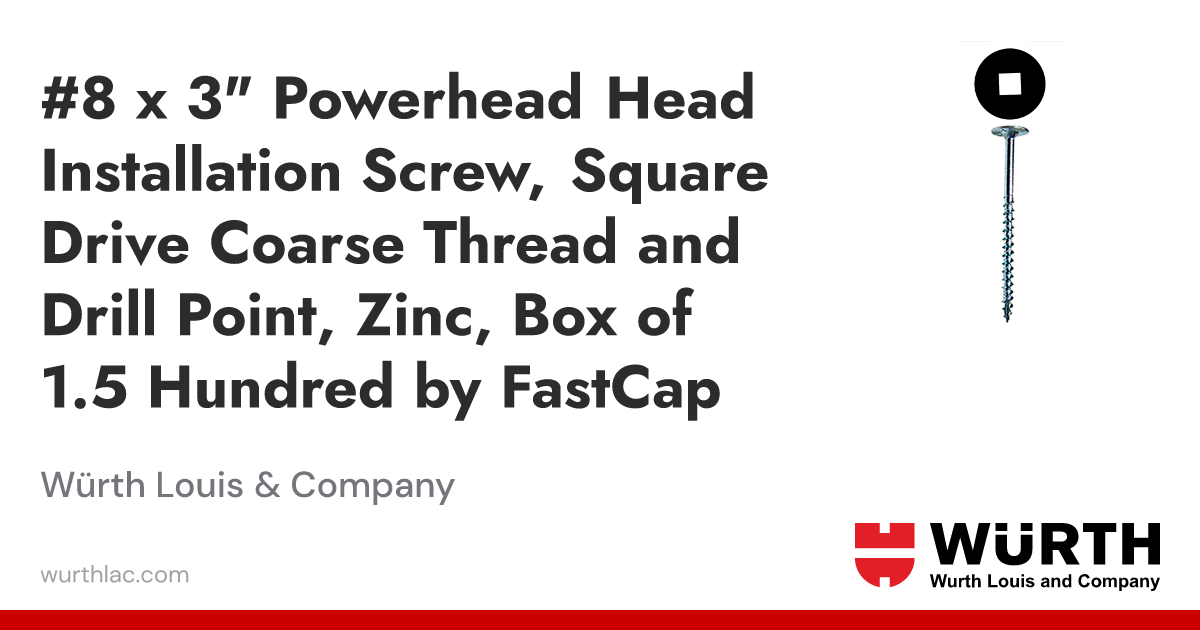 #8 x 3" Powerhead Head Installation Screw, Square Drive Coarse Thread ...