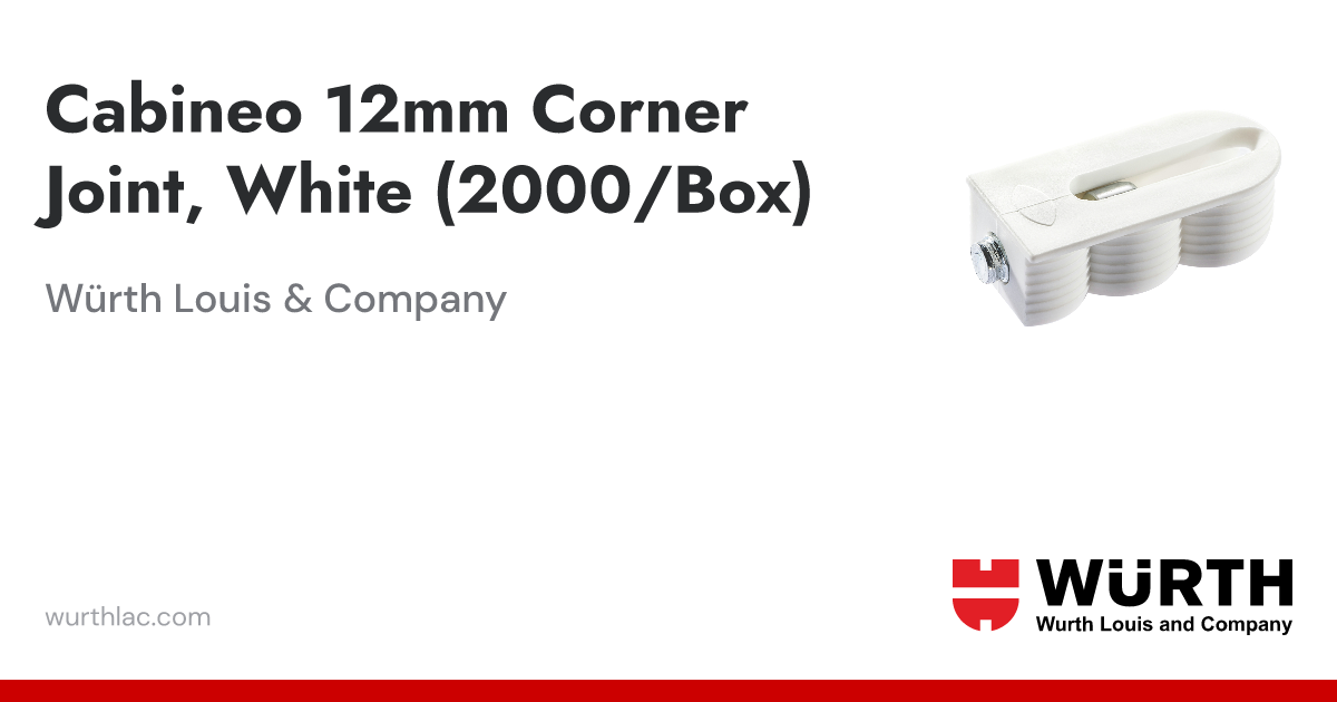 Cabineo 12mm Corner Joint, White (2000/Box) | Würth Louis & Company