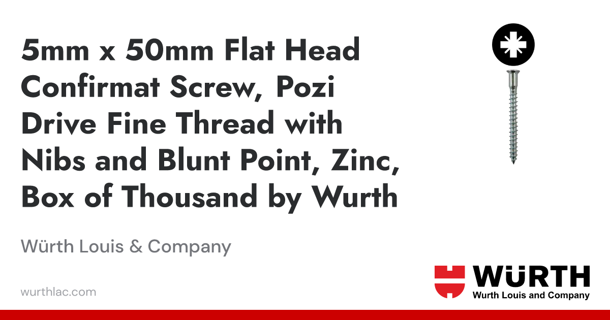 5mm x 50mm Flat Head Confirmat Screw, Pozi Drive Fine Thread with Nibs ...