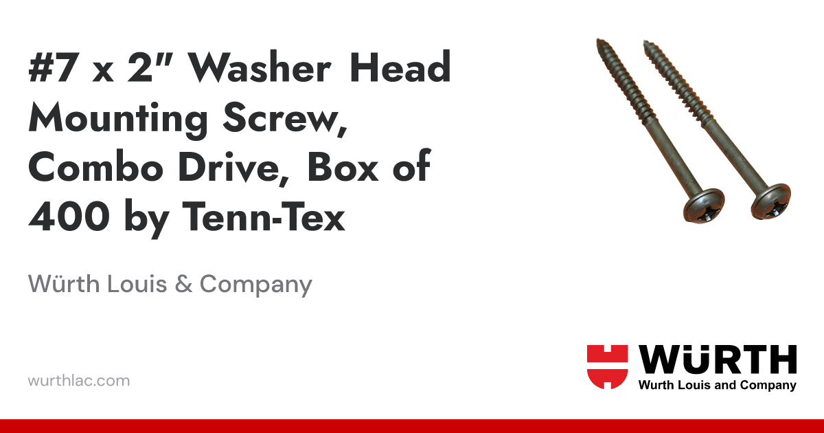 #7 x 2" Washer Head Mounting Screw, Combo Drive, Box of 400 by Tenn-Tex ...