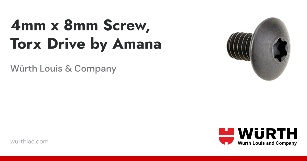 4mm x 8mm Screw, Torx Drive by Amana | Würth Louis & Company