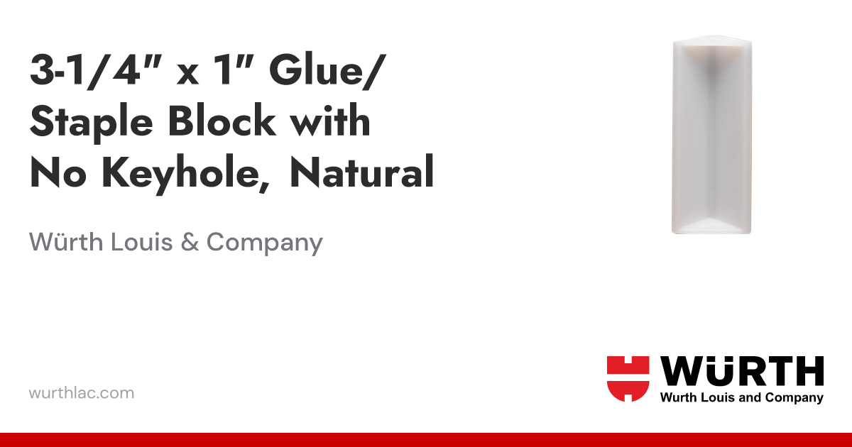 3-1/4" x 1" Glue/Staple Block with No Keyhole, Natural | Würth Louis ...