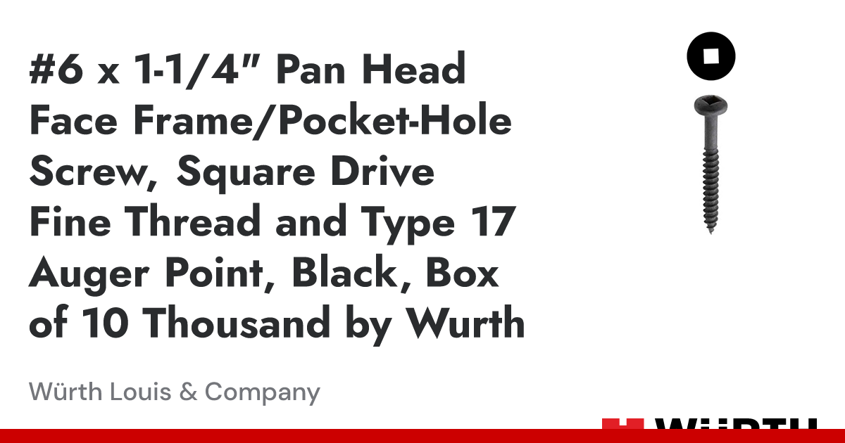 6 X 1 14 Pan Head Face Framepocket Hole Screw Square Drive Fine Thread And Type 17 Auger