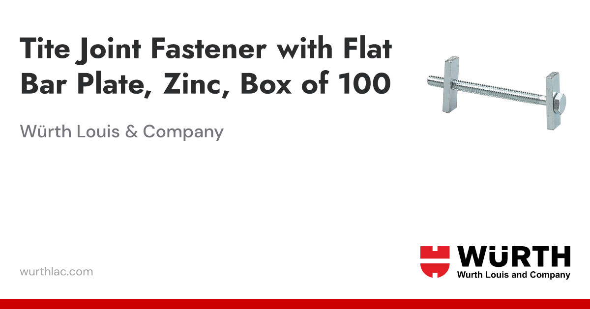 Tite Joint Fastener with Flat Bar Plate, Zinc, Box of 100 | Würth Louis ...