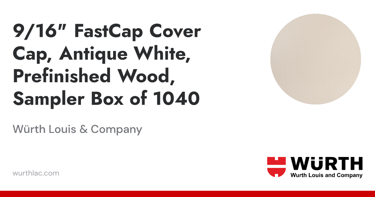 9/16" FastCap Cover Cap, Antique White, Prefinished Wood, Sampler Box ...
