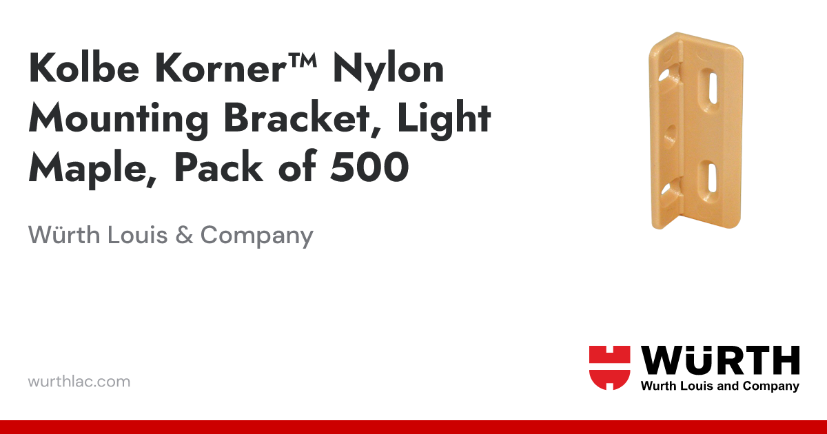 Kolbe Korner™ Nylon Mounting Bracket, Light Maple, Pack of 500 | Würth ...
