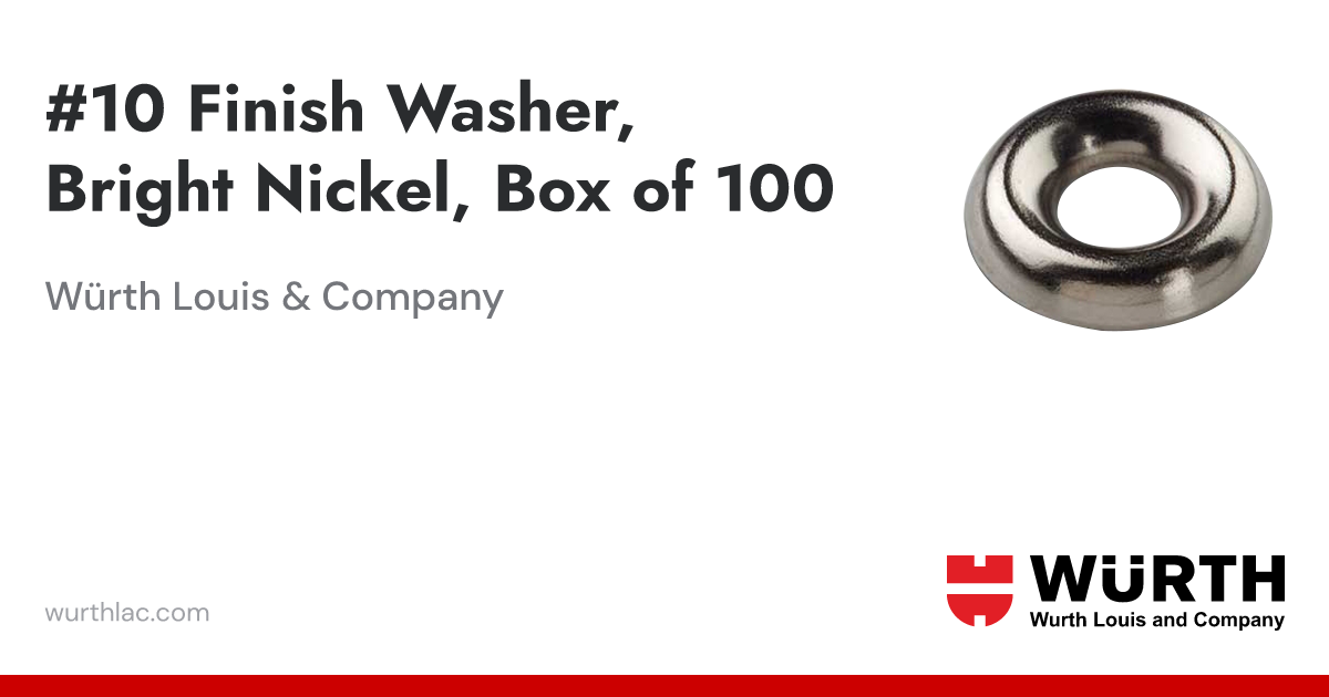 #10 Finish Washer, Bright Nickel, Box of 100 | Würth Louis & Company