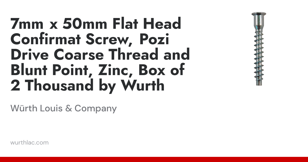 7mm X 50mm Flat Head Confirmat Screw Pozi Drive Coarse Thread And