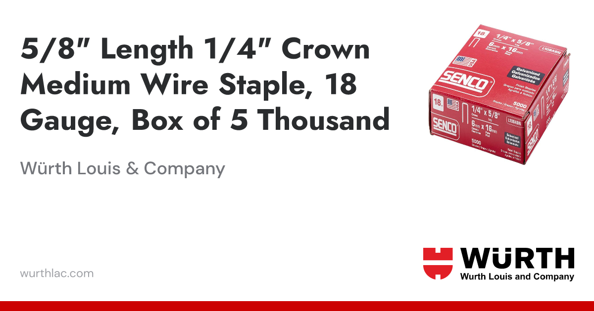 5/8" Length 1/4" Crown Medium Wire Staple, 18 Gauge, Box of 5 Thousand ...