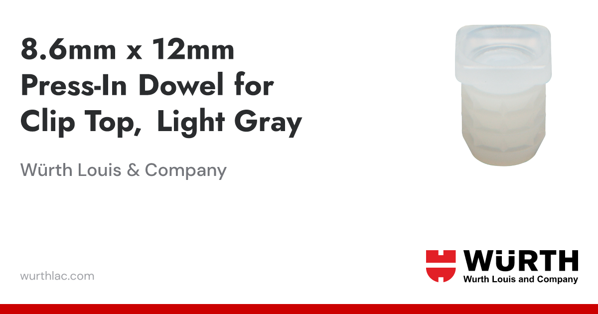 8.6mm x 12mm Press-In Dowel for Clip Top, Light Gray | Würth Louis ...