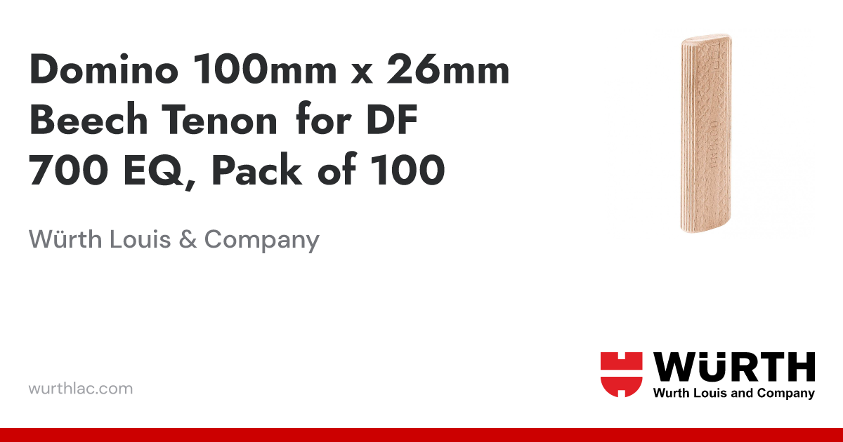 Domino 100mm x 26mm Beech Tenon for DF 700 EQ, Pack of 100 | Würth ...