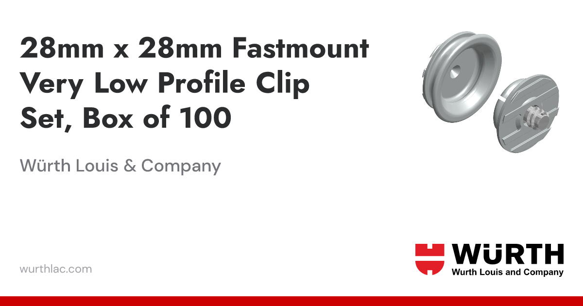 28mm x 28mm Fastmount Very Low Profile Clip Set, Box of 100 | Würth ...