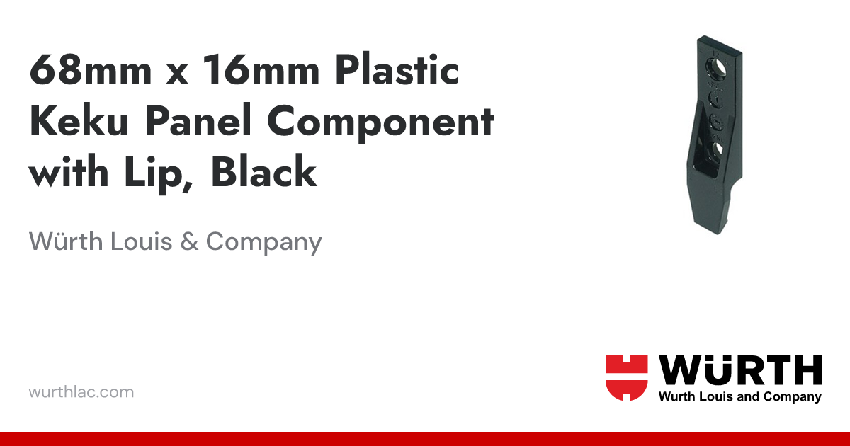 68mm x 16mm Plastic Keku Panel Component with Lip, Black | Würth Louis ...