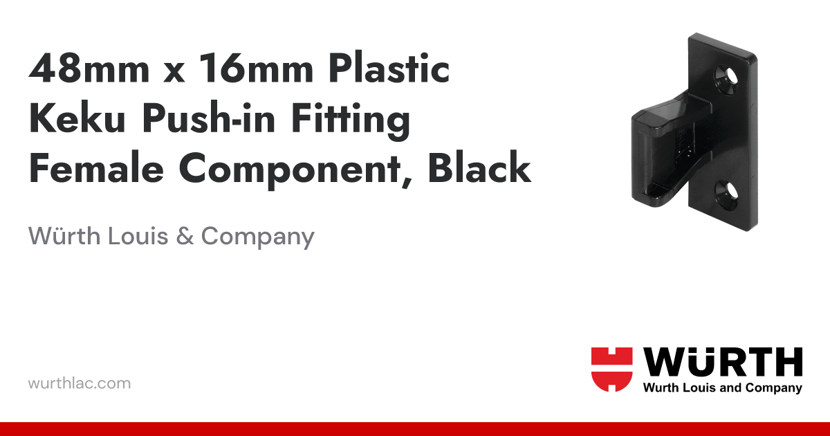 48mm x 16mm Plastic Keku Push-in Fitting Female Component, Black ...
