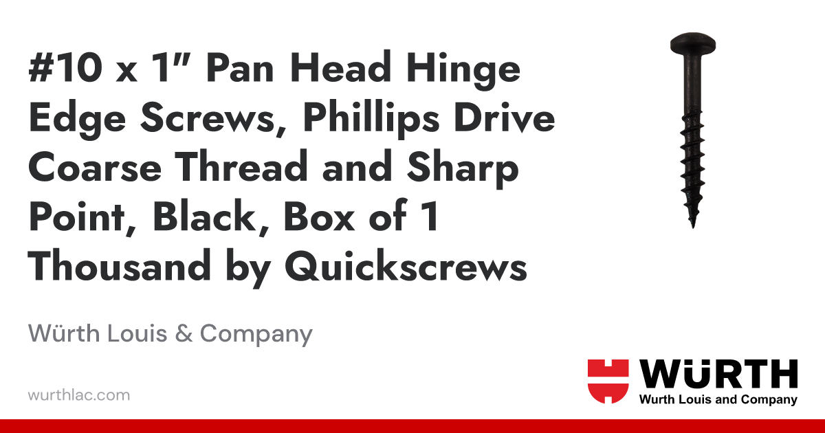 #10 x 1" Pan Head Hinge Edge Screws, Phillips Drive Coarse Thread and ...