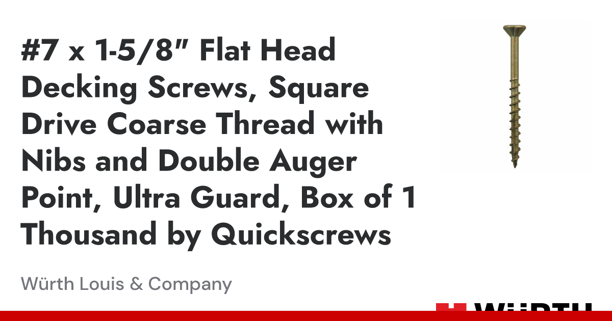 #7 x 1-5/8" Flat Head Decking Screws, Square Drive Coarse Thread with ...