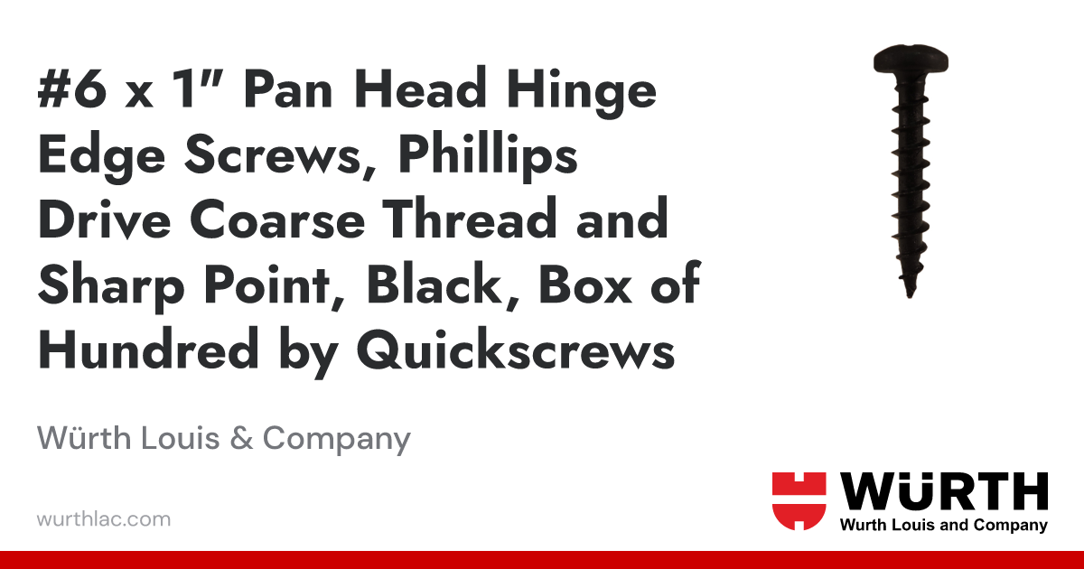 #6 x 1" Pan Head Hinge Edge Screws, Phillips Drive Coarse Thread and ...