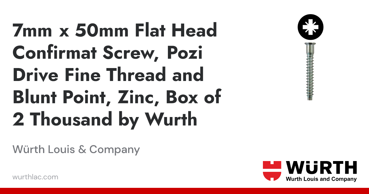7mm x 50mm Flat Head Confirmat Screw, Pozi Drive Fine Thread and Blunt ...
