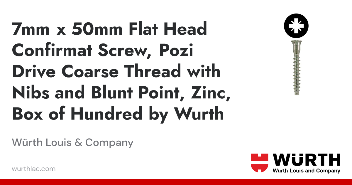 7mm x 50mm Flat Head Confirmat Screw, Pozi Drive Coarse Thread with ...