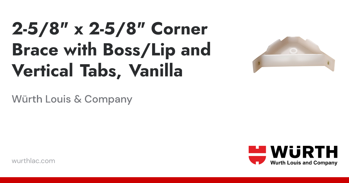 2-5/8" x 2-5/8" Corner Brace with Boss/Lip and Vertical Tabs, Vanilla ...