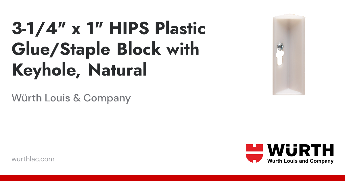 3-1/4" x 1" HIPS Plastic Glue/Staple Block with Keyhole, Natural ...