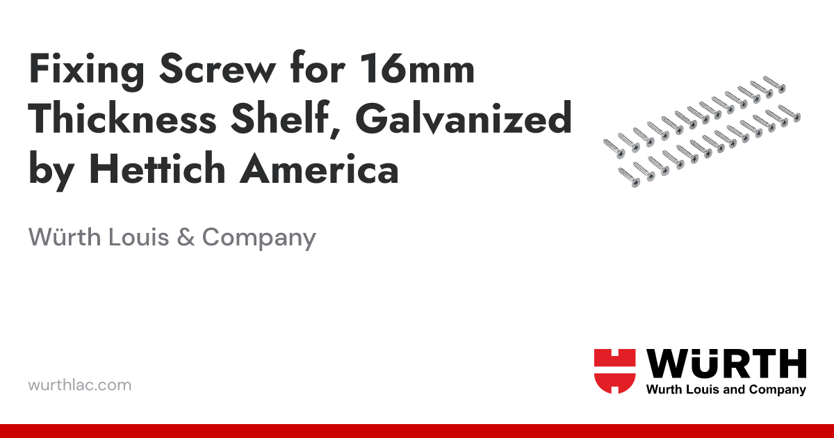 Fixing Screw for 16mm Thickness Shelf, Galvanized by Hettich America ...