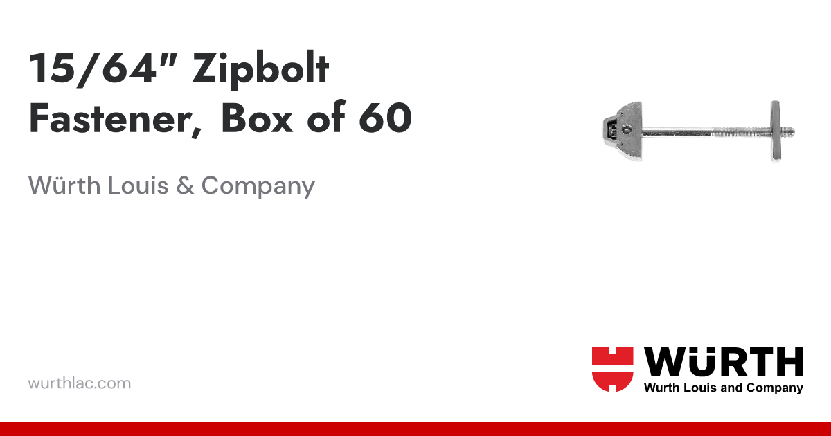 15/64" Zipbolt Fastener, Box of 60 | Würth Louis & Company
