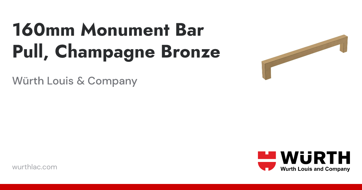 160mm Monument Bar Pull, Champagne Bronze | Würth Louis & Company