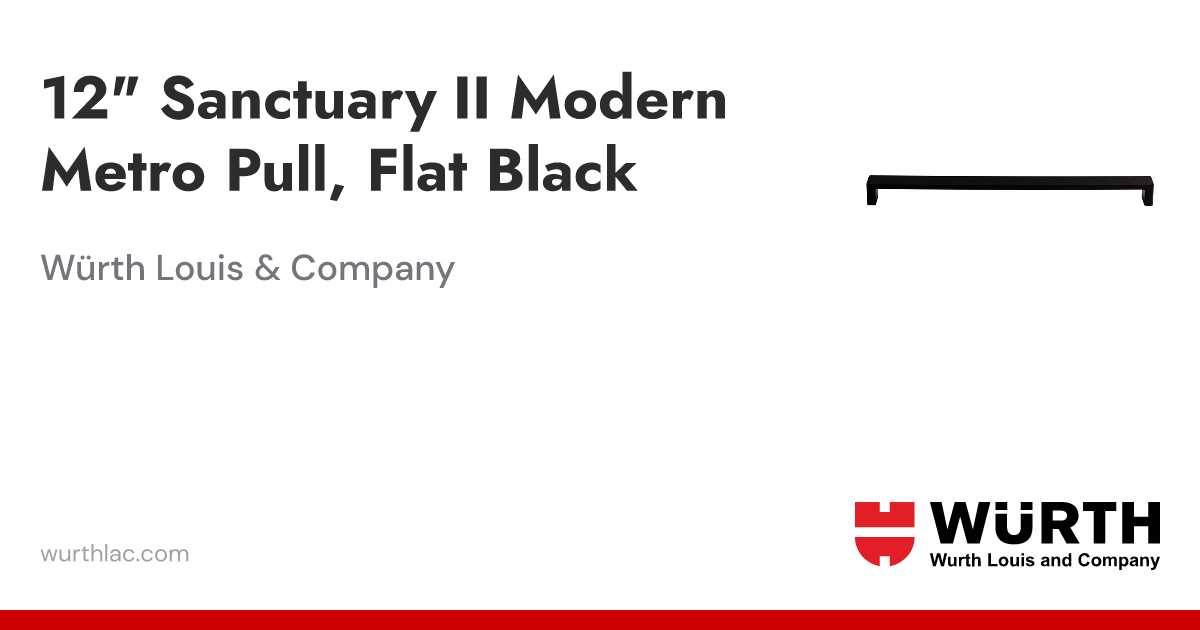 12" Sanctuary II Modern Metro Pull, Flat Black | Würth Louis & Company