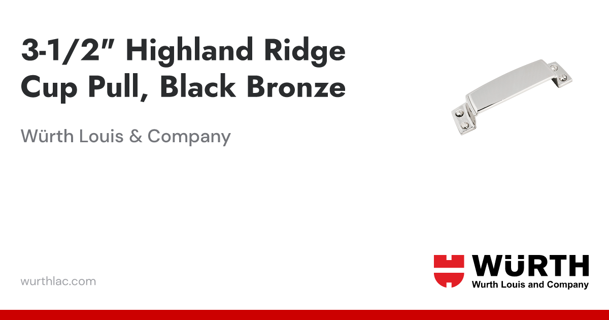 3-1/2" Highland Ridge Cup Pull, Black Bronze | Würth Louis & Company