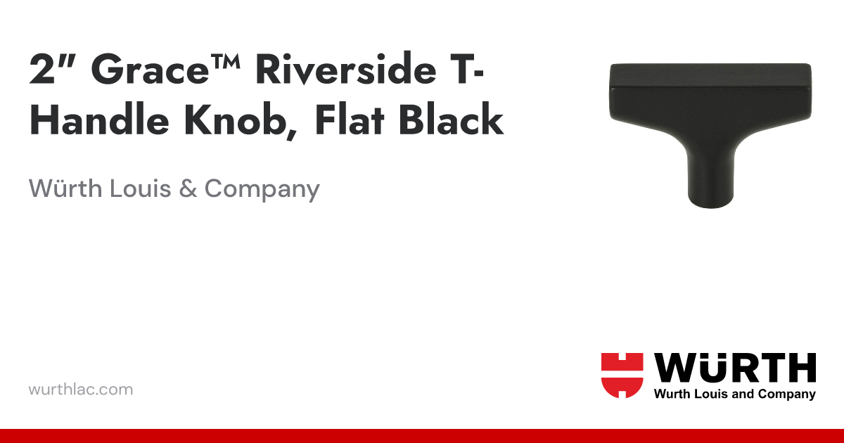 2" Grace™ Riverside T-Handle Knob, Flat Black | Würth Louis & Company