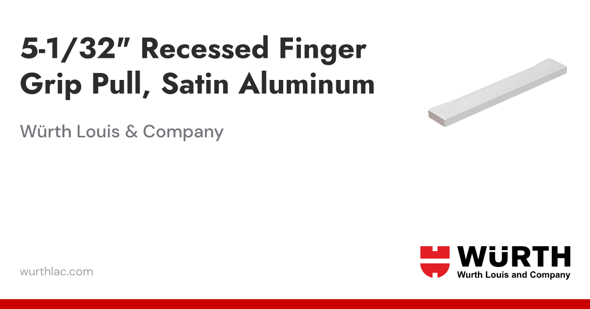 5-1/32" Recessed Finger Grip Pull, Satin Aluminum | Würth Louis & Company