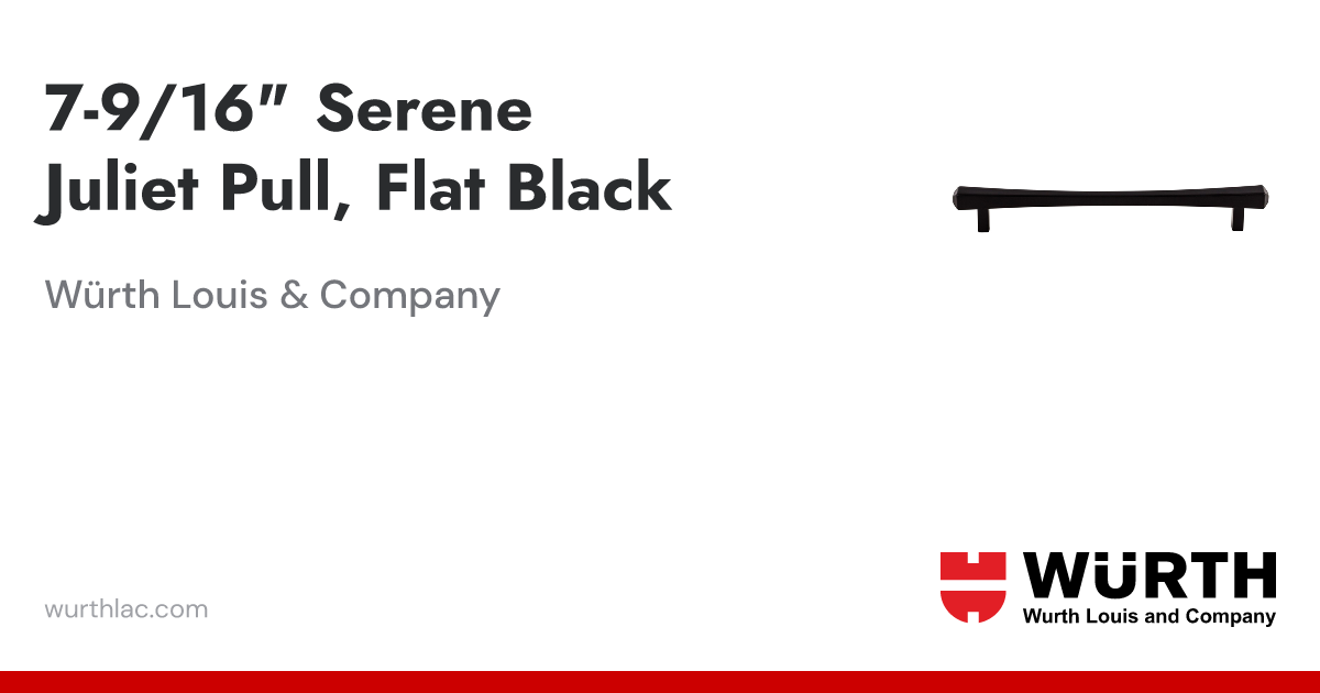 7-9/16" Serene Juliet Pull, Flat Black | Würth Louis & Company
