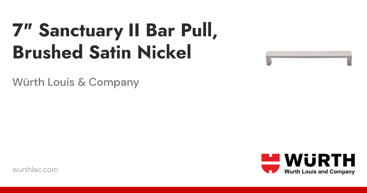 7" Sanctuary II Bar Pull, Brushed Satin Nickel | Würth Louis & Company