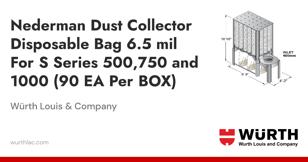 Nederman Dust Collector Disposable Bag 6.5 mil For S Series 500,750 and ...