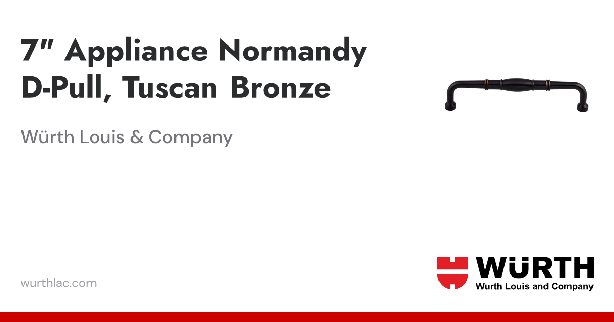 7" Appliance Normandy D-Pull, Tuscan Bronze | Würth Louis & Company
